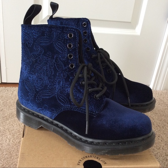 Dr. Martens | Shoes | New Dr Martens Blue Velvet Brocade Boots | Poshmark